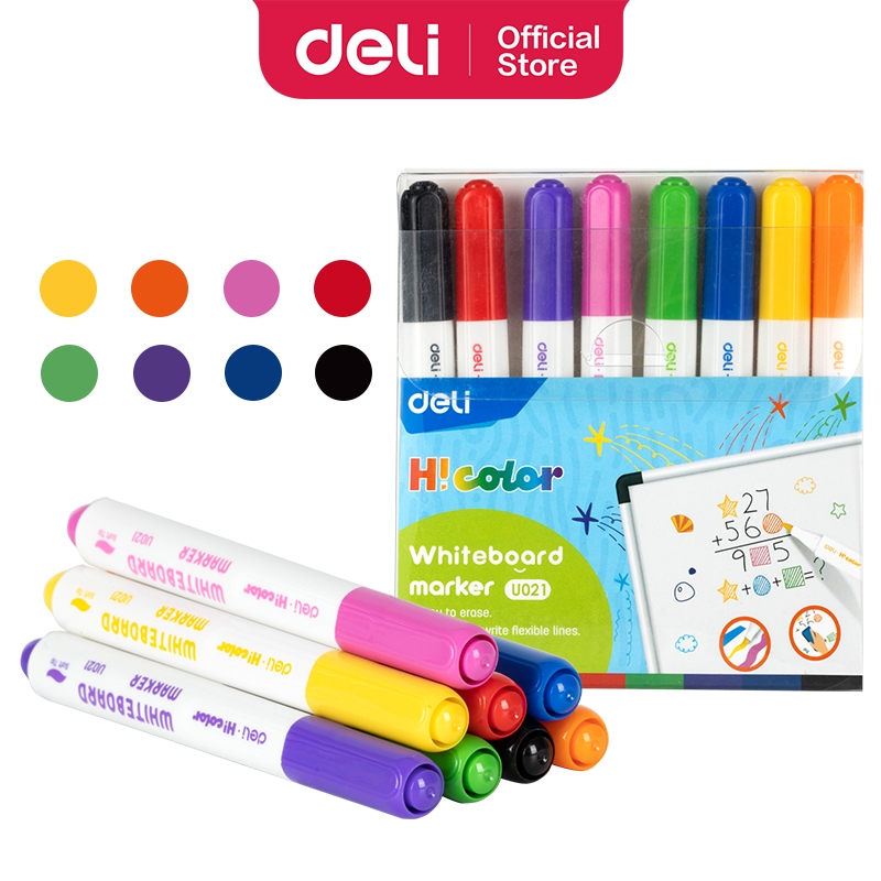 Jual Deli Spidol Papan Tulis Warna / Color Whiteboard Marker 8 Warna ...