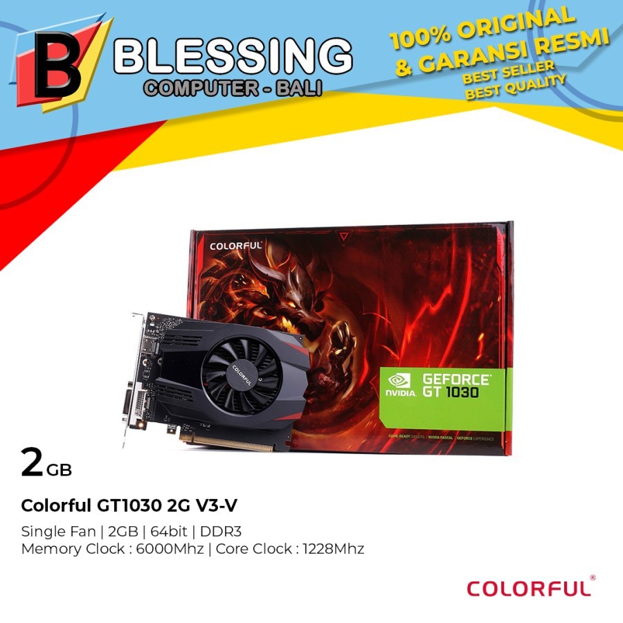 Jual VGA COLORFUL GT 1030 2G V3-V (1 FAN) / VGA GT1030 2G | Shopee ...