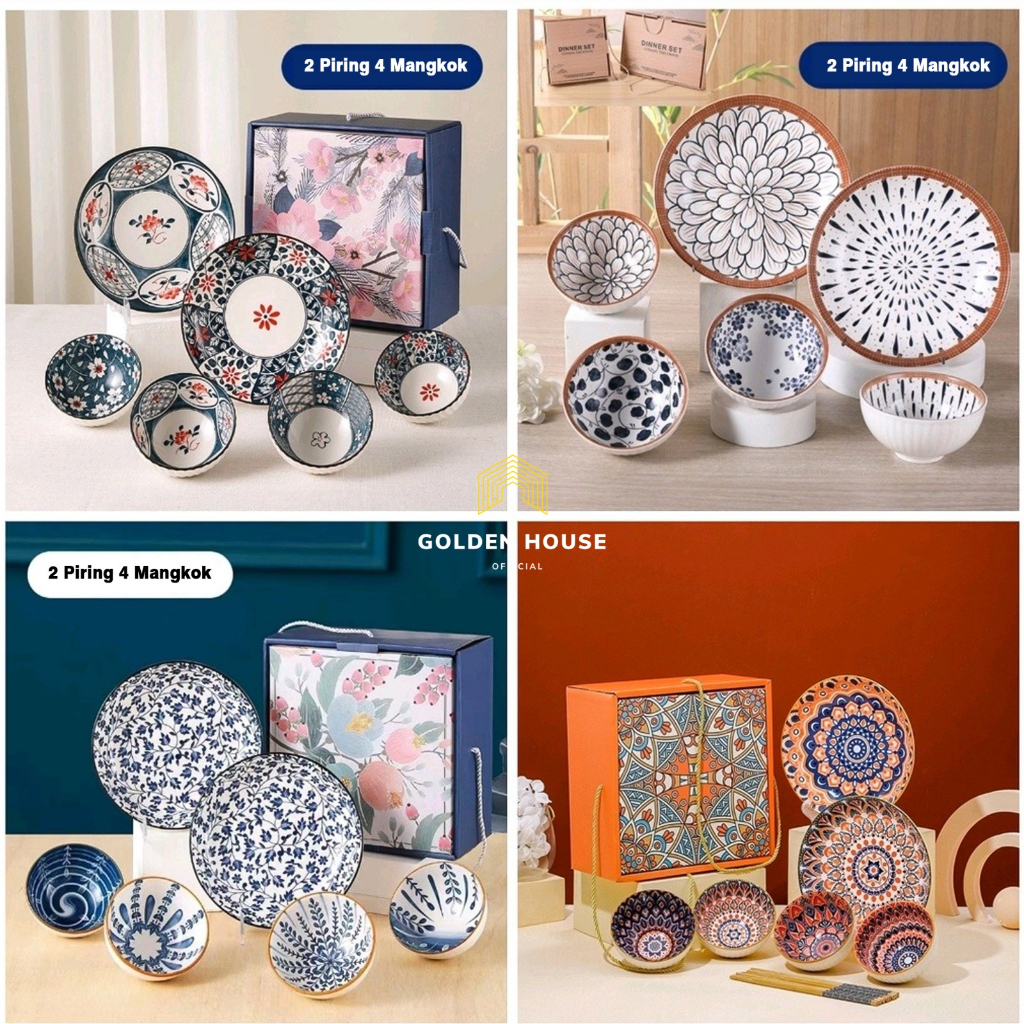 Jual (GARANSI PECAH) Mangkok Set Japan Motif Bahan Keramik 10 PCS ...