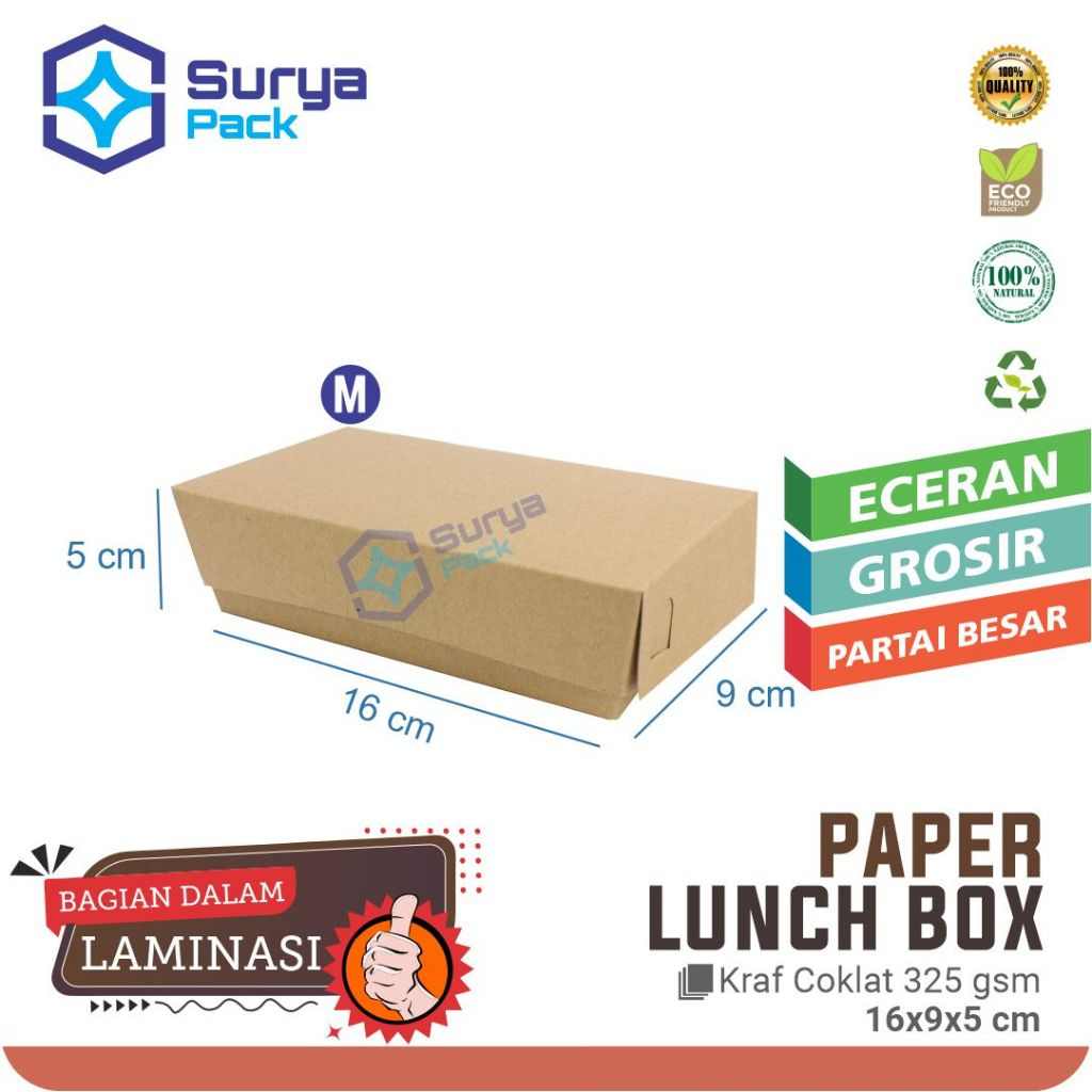 Jual Paper Lunch Box Ukuran M / Kraft Kotak Makan Kertas Full Laminasi ...