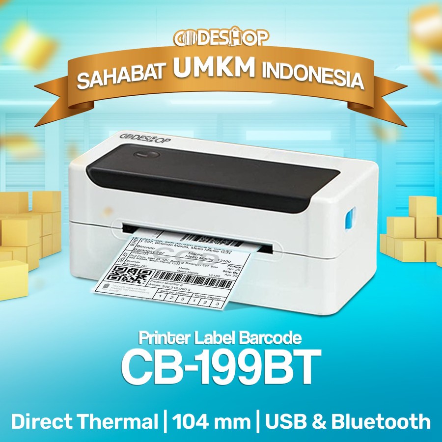 Jual Codeshop CB-199BT Printer Barcode Thermal Cetak Label Stiker USB ...