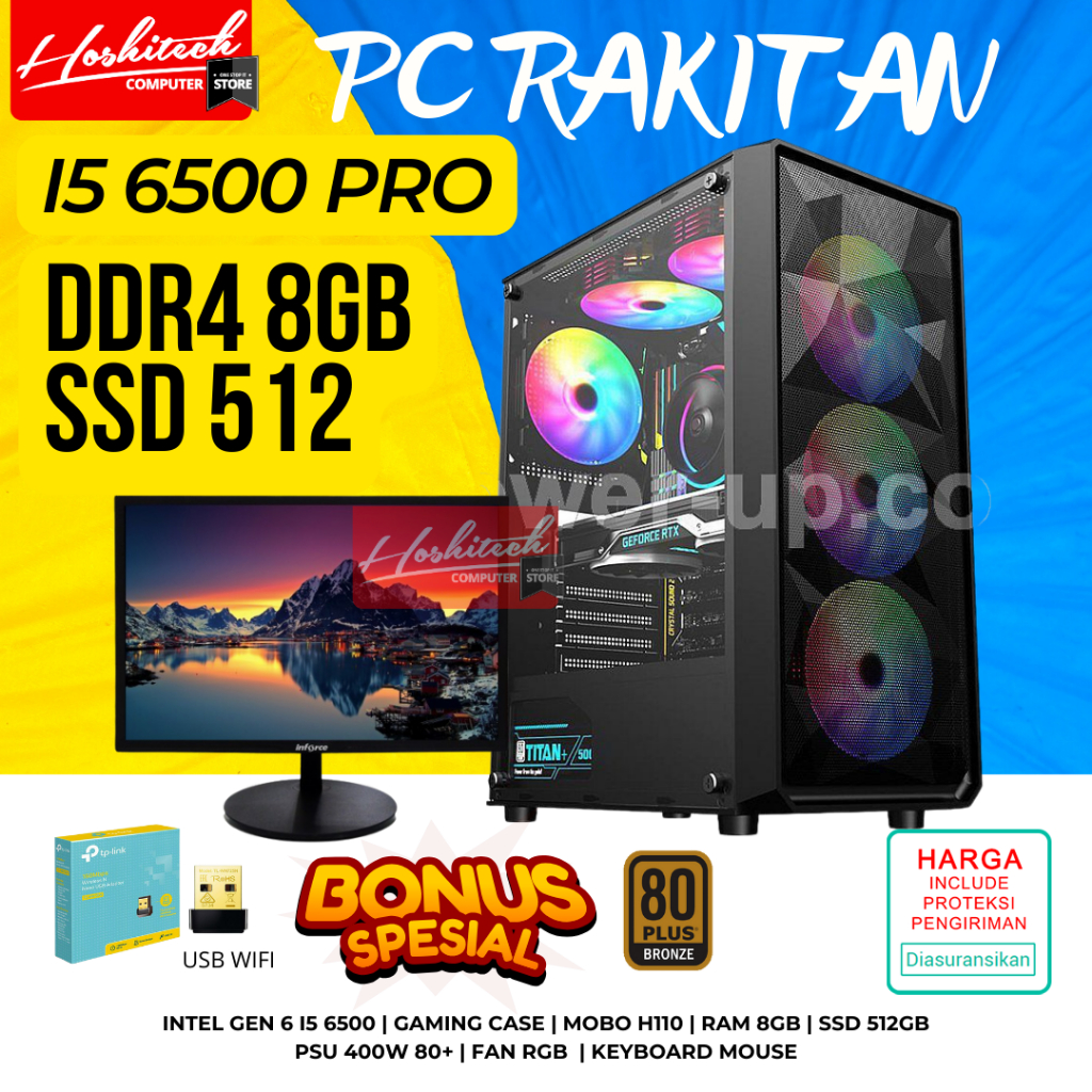 Jual PC RAKITAN I5 EDITING OFFICE DDR4 8GB SSD 256GB MONITOR 19 INTEL ...