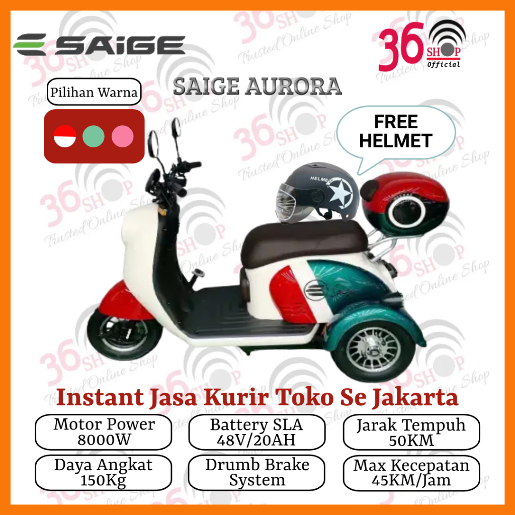 Jual SAIGE AURORA Motor Listrik 48V 20AH 48V/20AH Garansi Resmi ...