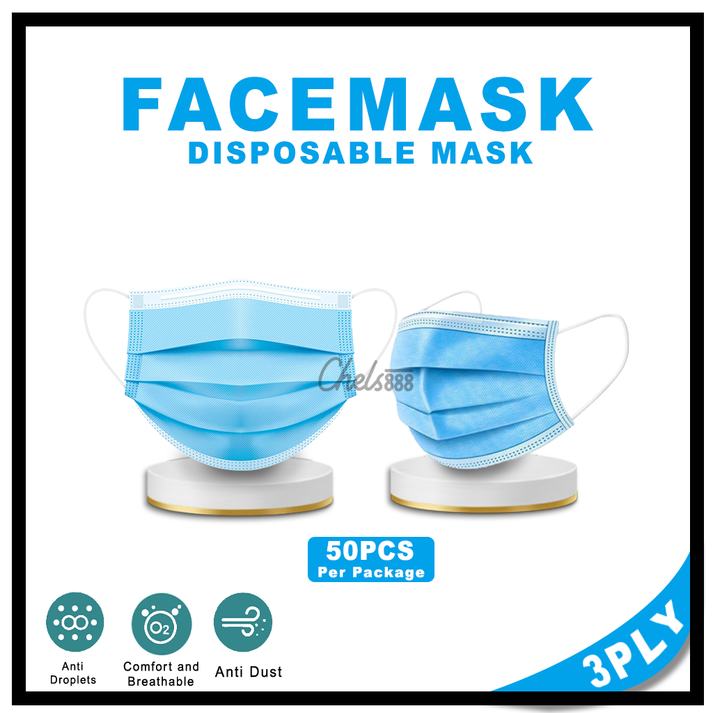 Jual Masker Earloop Facemask 3ply Disposable isi 50 pcs | Shopee Indonesia