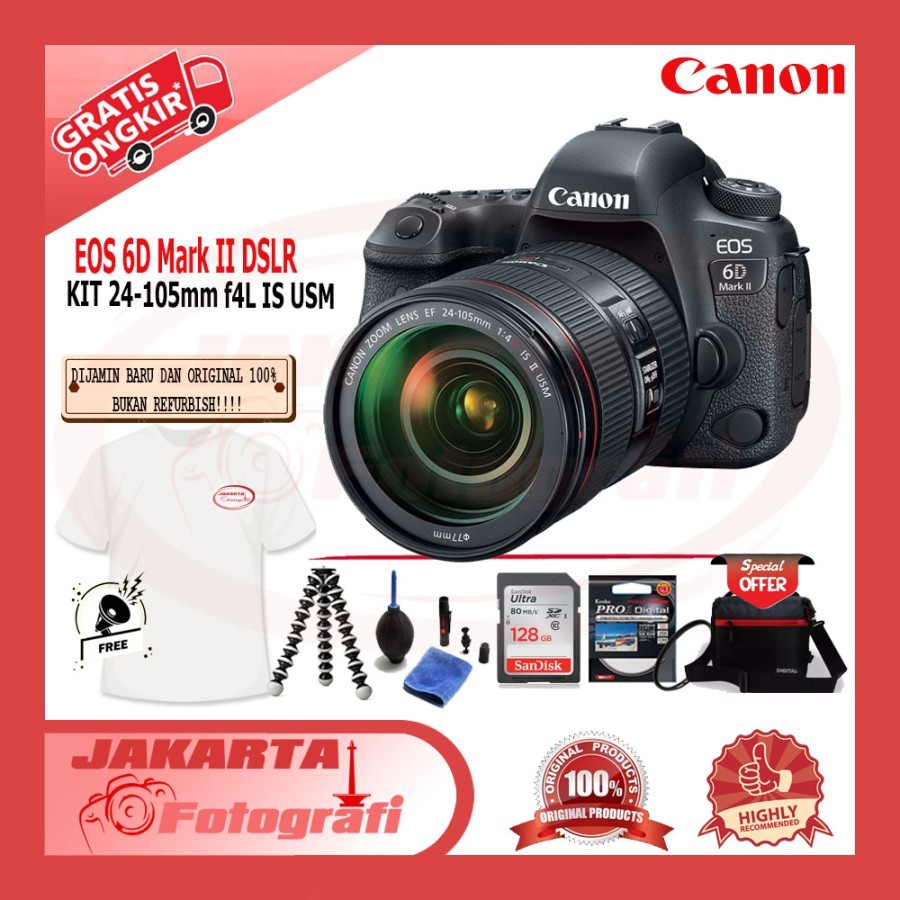 Jual Canon EOS 6D Mark II Kit EF 24-105MM F4L IS USM - F 4L Original | Shopee Indonesia