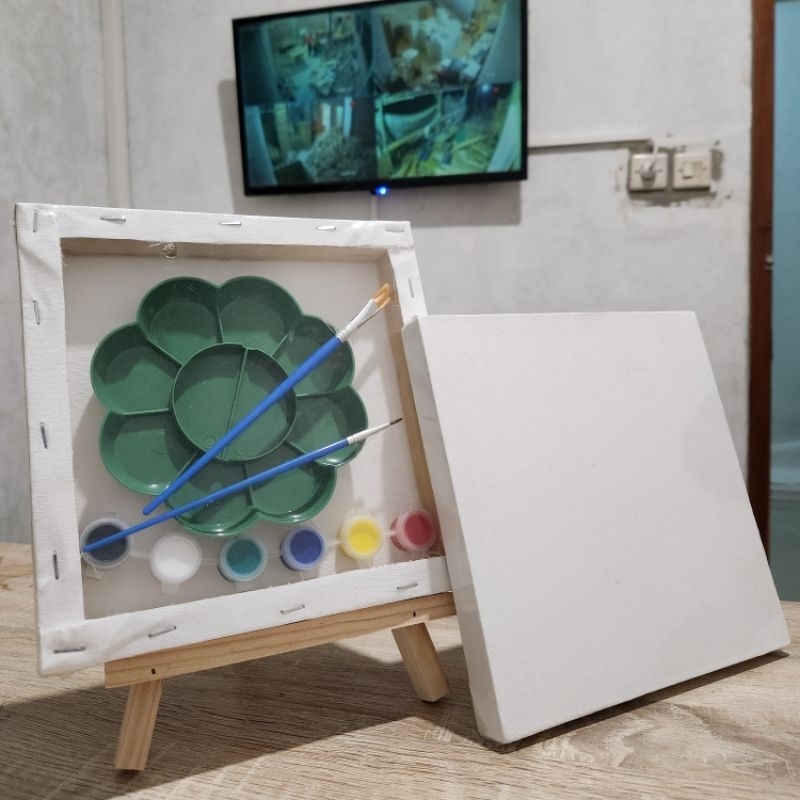 Jual Kanvas Lukis Lengkap Cat Kuas Easel Palet Cat | Shopee Indonesia