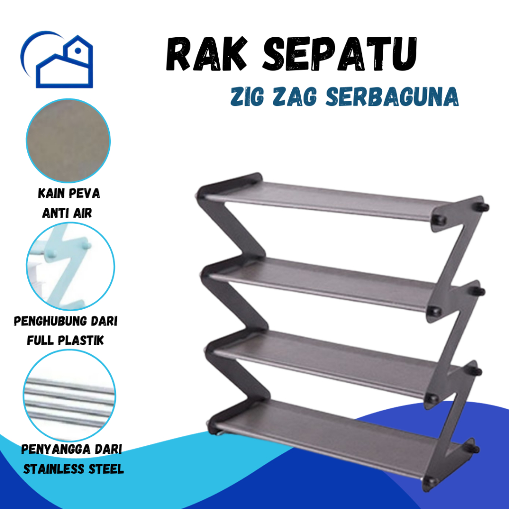 Jual PROMO !! RAK SEPATU ZIG ZAG MINIMALIS / RAK SEPATU ZIG ZAG 4 SUSUN ...