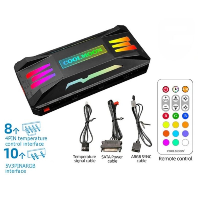 Jual Coolmoon Controller A RGB ARGB PWM 3pin 4pin 5v | Shopee Indonesia