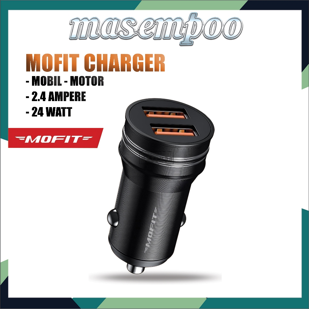 Jual Charger HP Mobil Motor Premium MOFIT F10 Dual USB 2.4A Car Charge ...