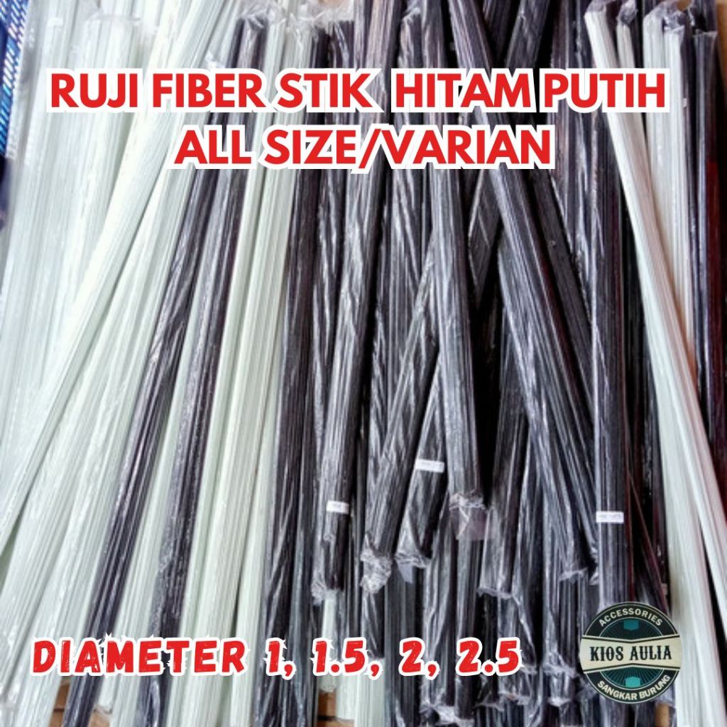 Jual RUJI JERUJI FIBER STIK HITAM PUTIH ALL SIZE ALL VARIAN ISI 100 PCS ...