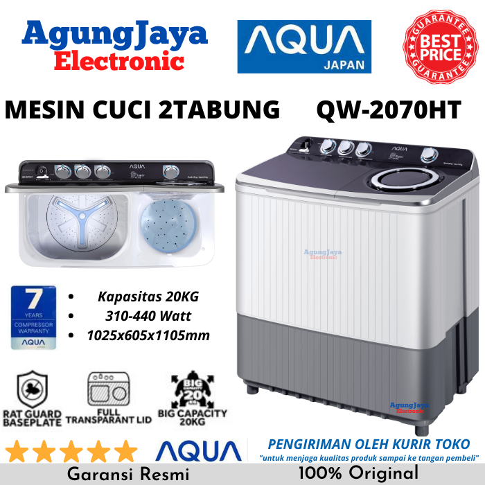 Jual MESIN CUCI AQUA QW-2070HT 20KG TWIN TUB 2 TABUNG LAUNDRY JUMBO 20 ...