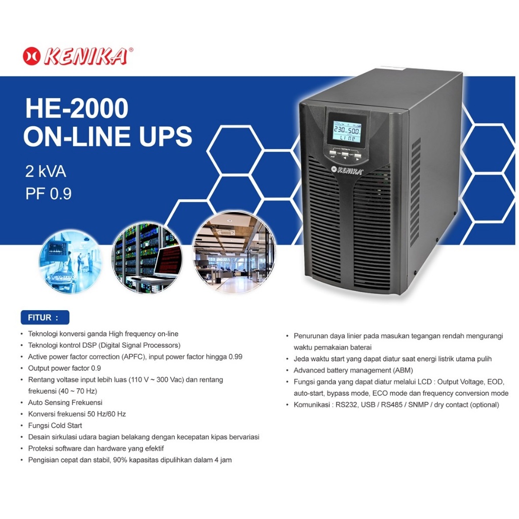 Jual UPS Online KENIKA HE-2000 2KVA/2000VA True Online - Pure Sine Wave | Shopee Indonesia