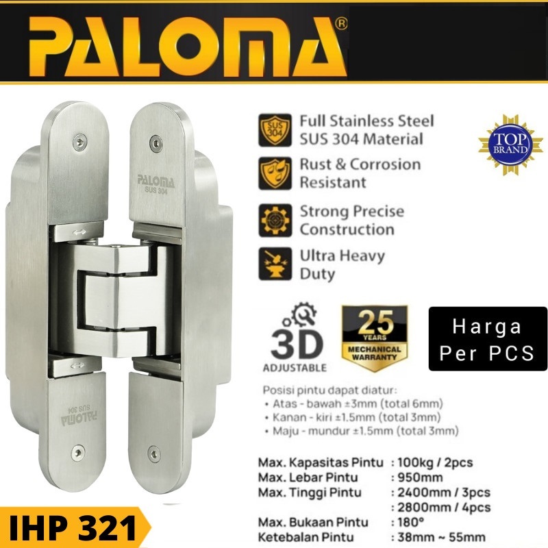 Jual IHP 321 PALOMA INVISIBLE HINGE ENGSEL PINTU TANAM CONCEALED HINGE ...