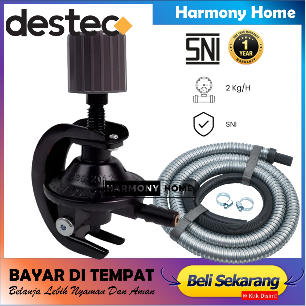 Jual 1SET PAKET Regulator Destec COM -U12R+Selang Gas Fleksibel Metal ...