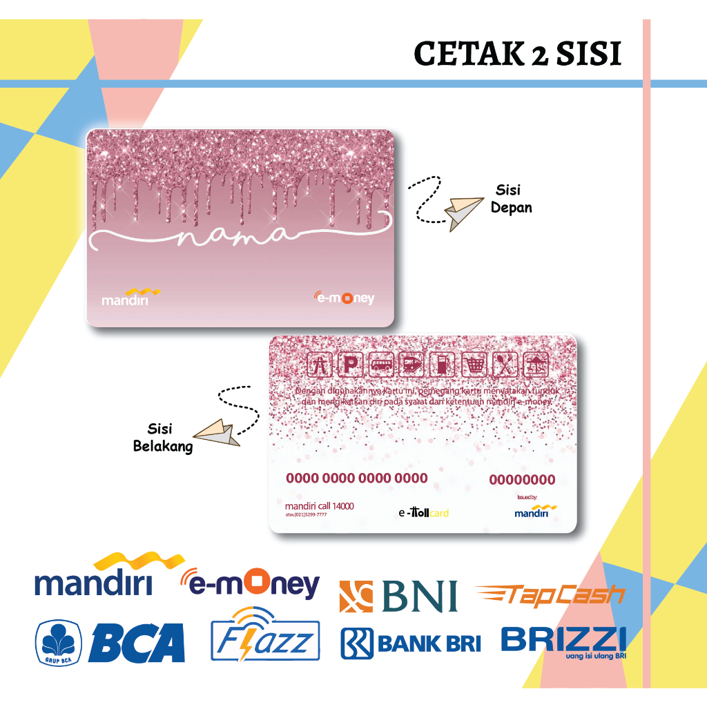 Jual KARTU EMONEY E TOLL CUSTOM DESIGN NAMA PINK WHITE BEBAS REQUEST E ...