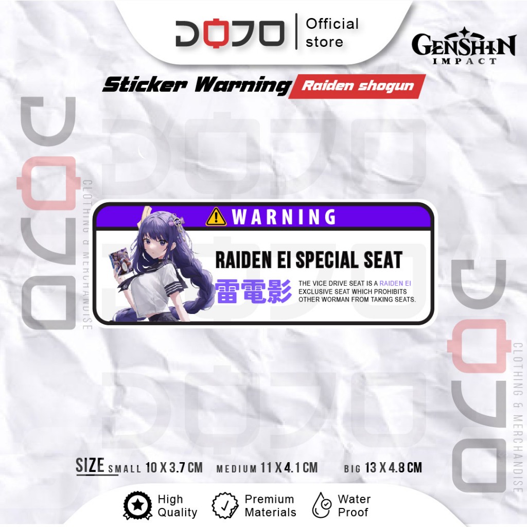 Jual Sticker VINYL Anime Genshin Impact Raiden Shogun Ei Warning JDM ...