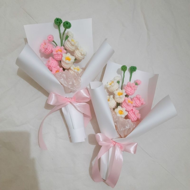 Jual Crochet Lily of the Valley | Buket Bunga Rajut | Crochet Bouquet ...