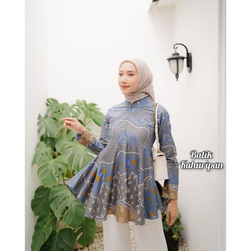 Jual Batik Wanita Blouse Batik Wanita Baju Batik Wanita Modern Peplum ...