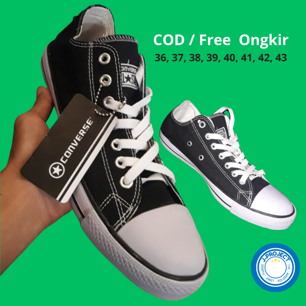 Jual Sepatu Canvas Converse Allstar Klasik Sekolah Pendek [COD] Hitam ...