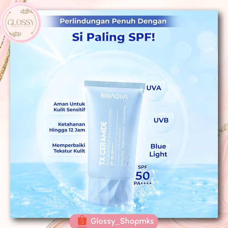 Jual BIOAQUA 7X Ceramide Serum Sunscreen SPF 50 PA+++ Sunscreen Gel ...