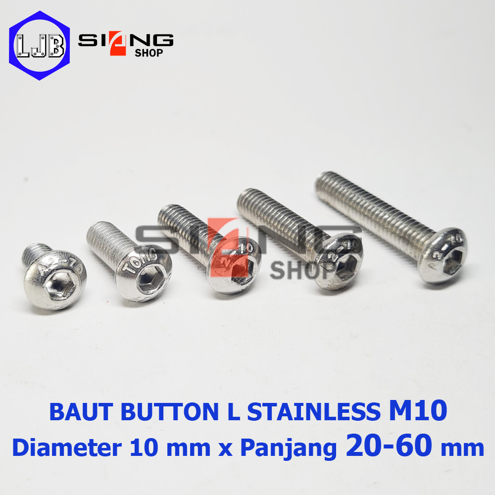 Jual Baut Button L M10 Stainless 304 A2-70 Panjang 20 sd 60 mm | Shopee Indonesia