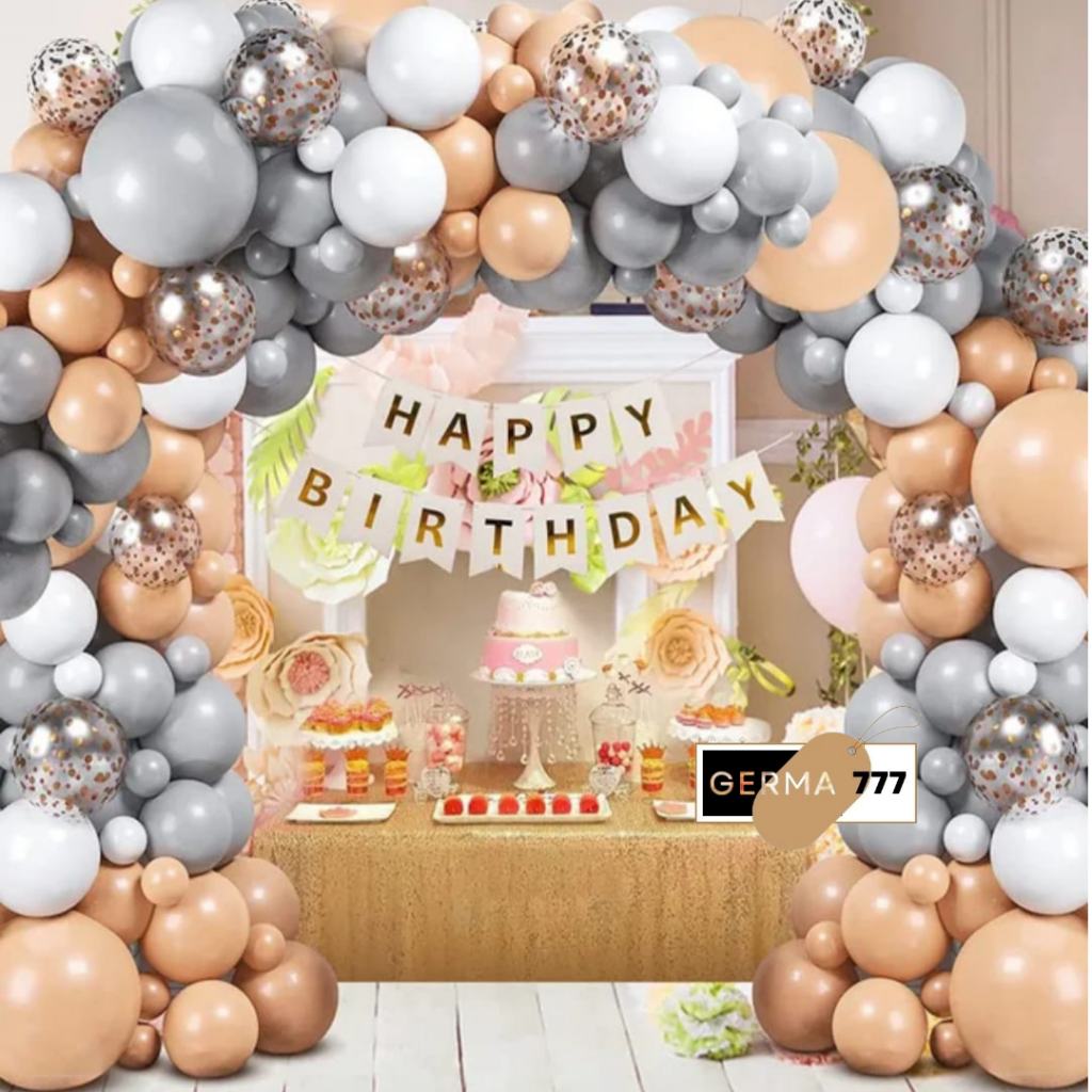 Jual Paket Dekor Ulang Tahun Anak Simple Balon Warna Abu Dan Orange ...