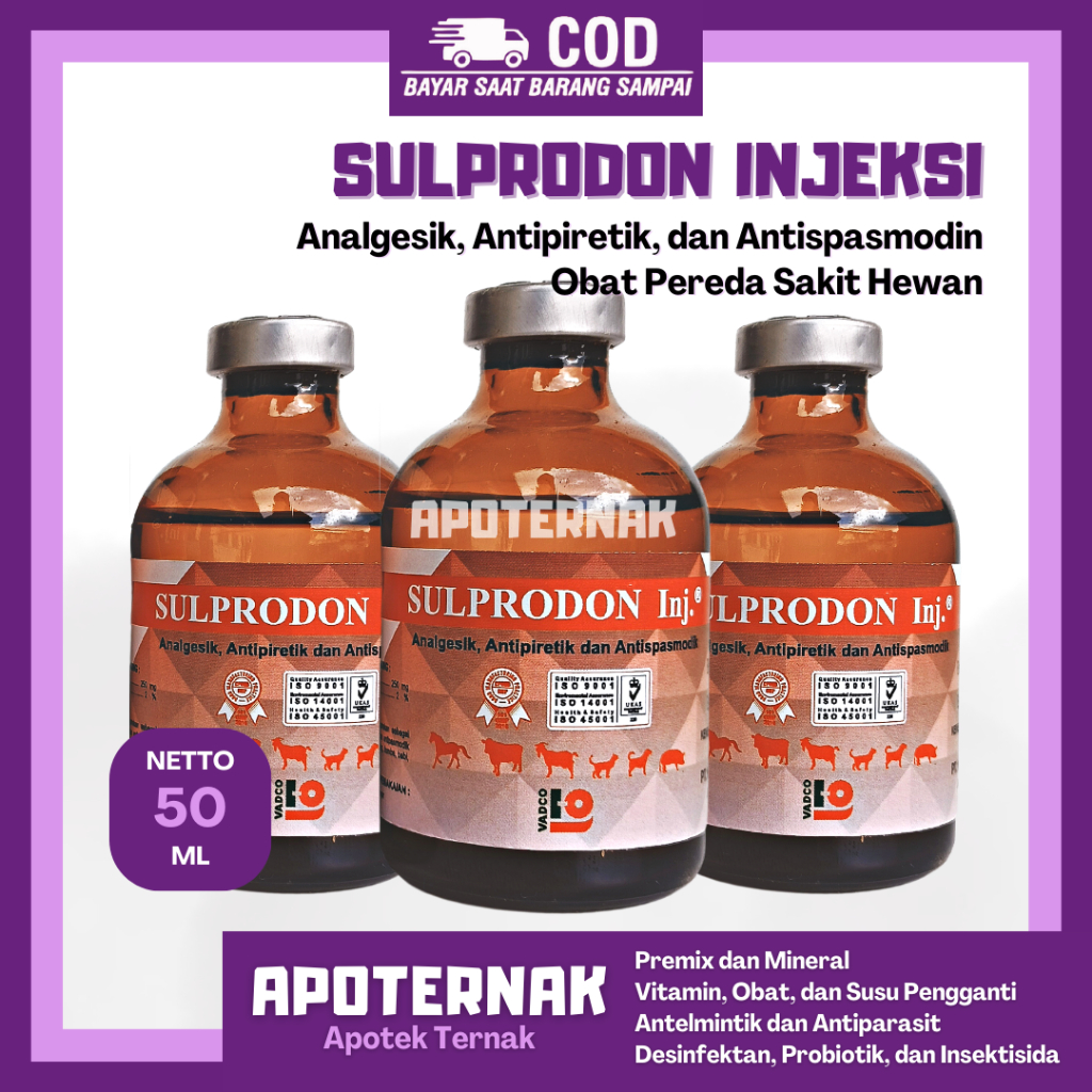 Jual SULPRODON 50 ml | Obat Pereda Sakit Hewan Analgesik Antipiretik ...