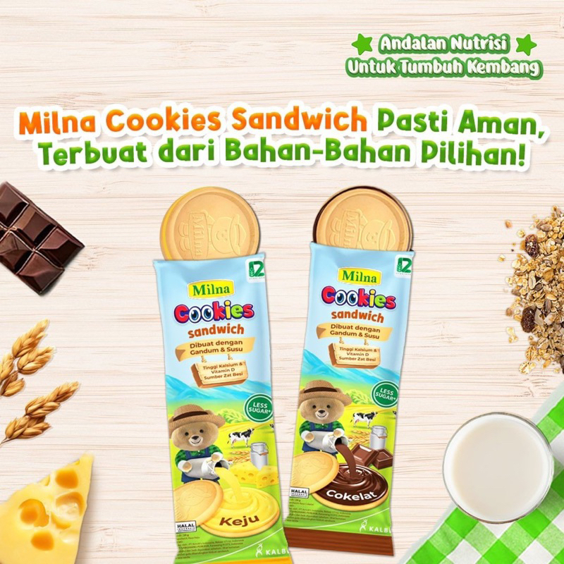 Jual Milna Cookies Sandwich Coklat Keju (12x24g) | Biskuit Snack MPASI ...