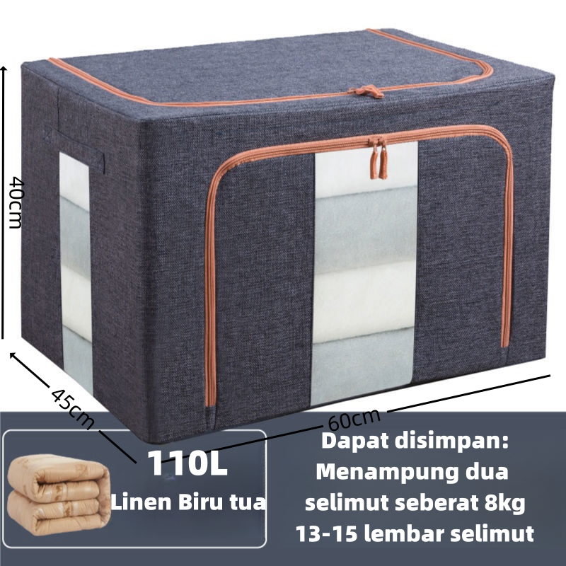 Jual linen katun lebih tebal organizer box Lipat storage box pakaian ...