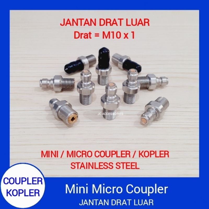 Jual MINI MICRO KOPLER COUPLER JANTAN DRAT LUAR STAINLESS STEEL M10 x 1 ...