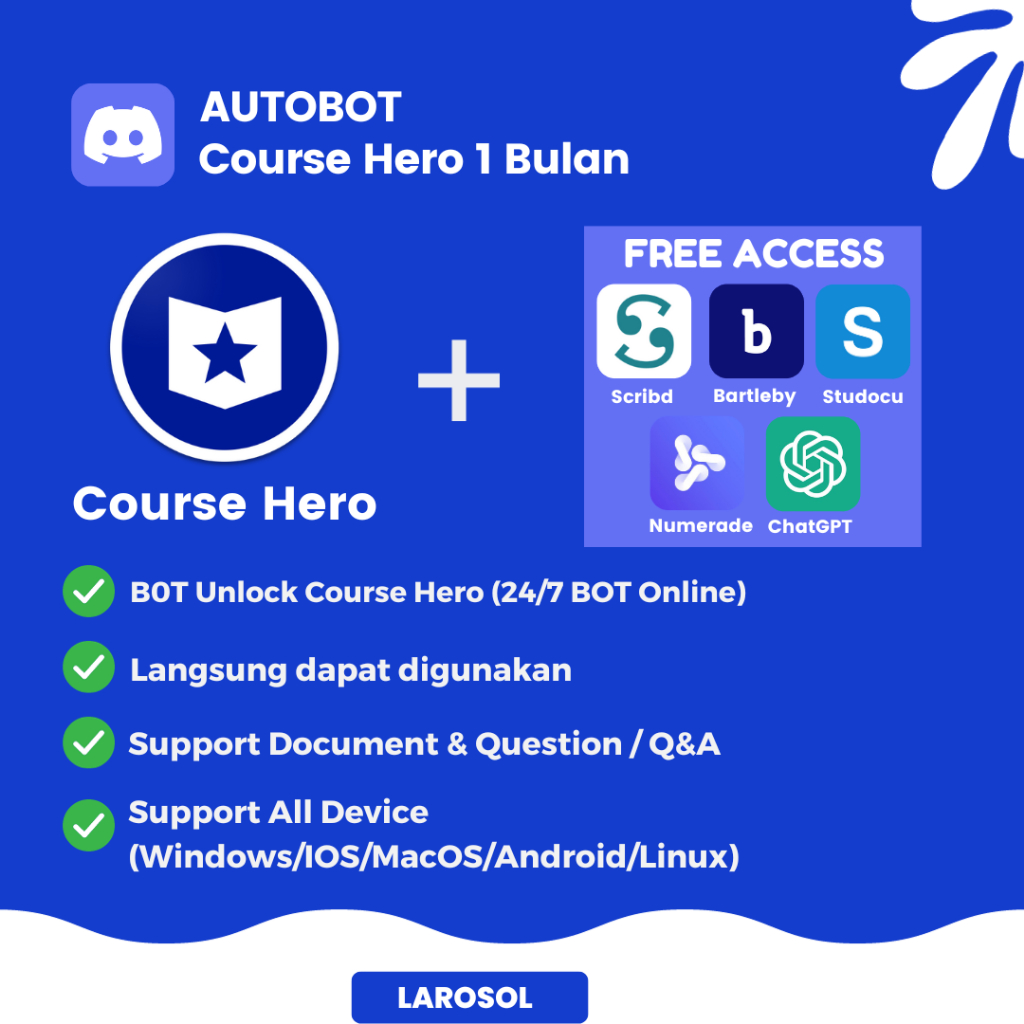 Jual [24/7 Bot] Course Hero 1 Bulan Software | Shopee Indonesia