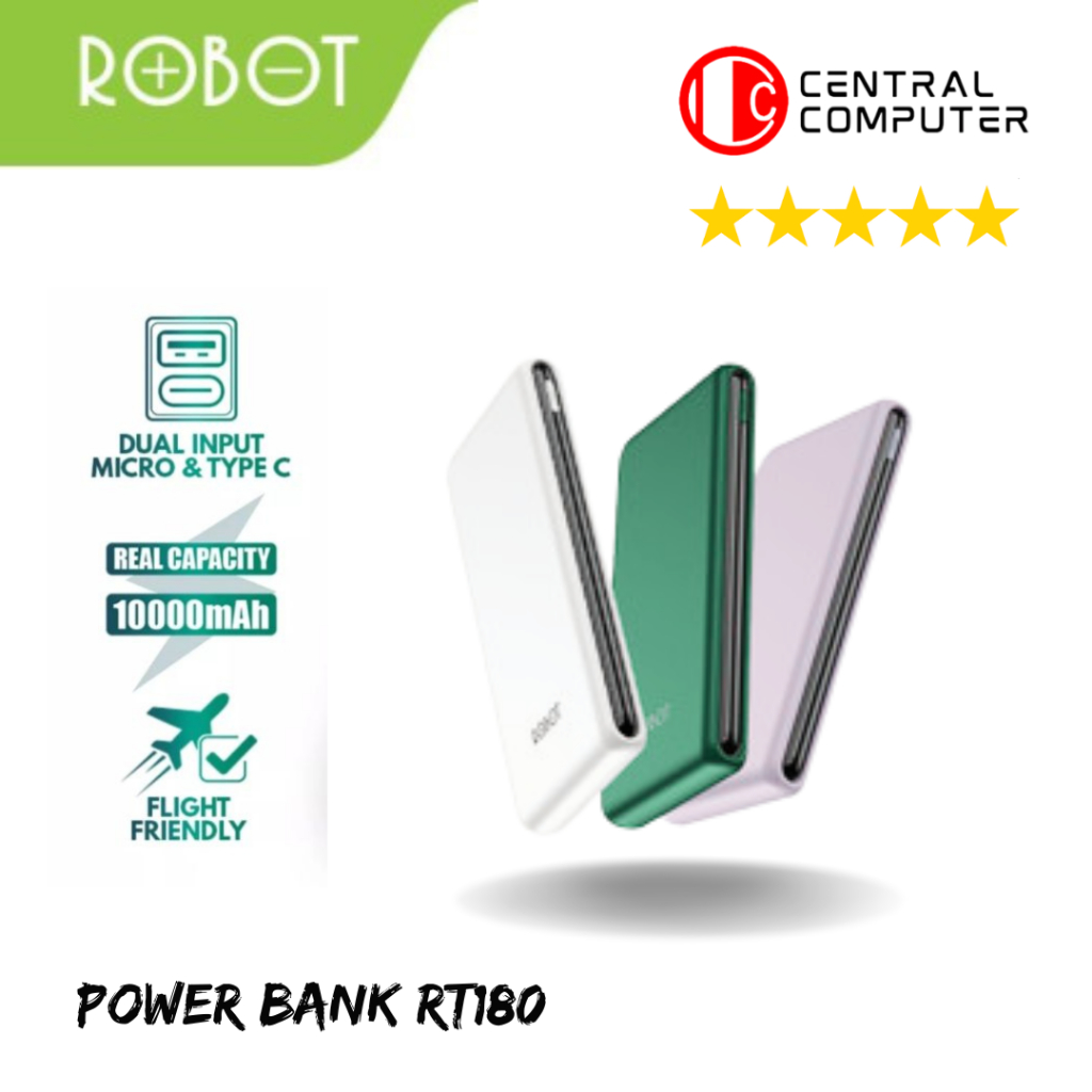 Jual Robot Power Bank RT180 10000mAh Type C & Mikro Original - Putih ...