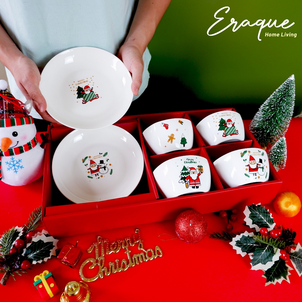 Jual Christmas Bowl Gift Set A / Set Hampers Mangkok Piring Gift Box ...