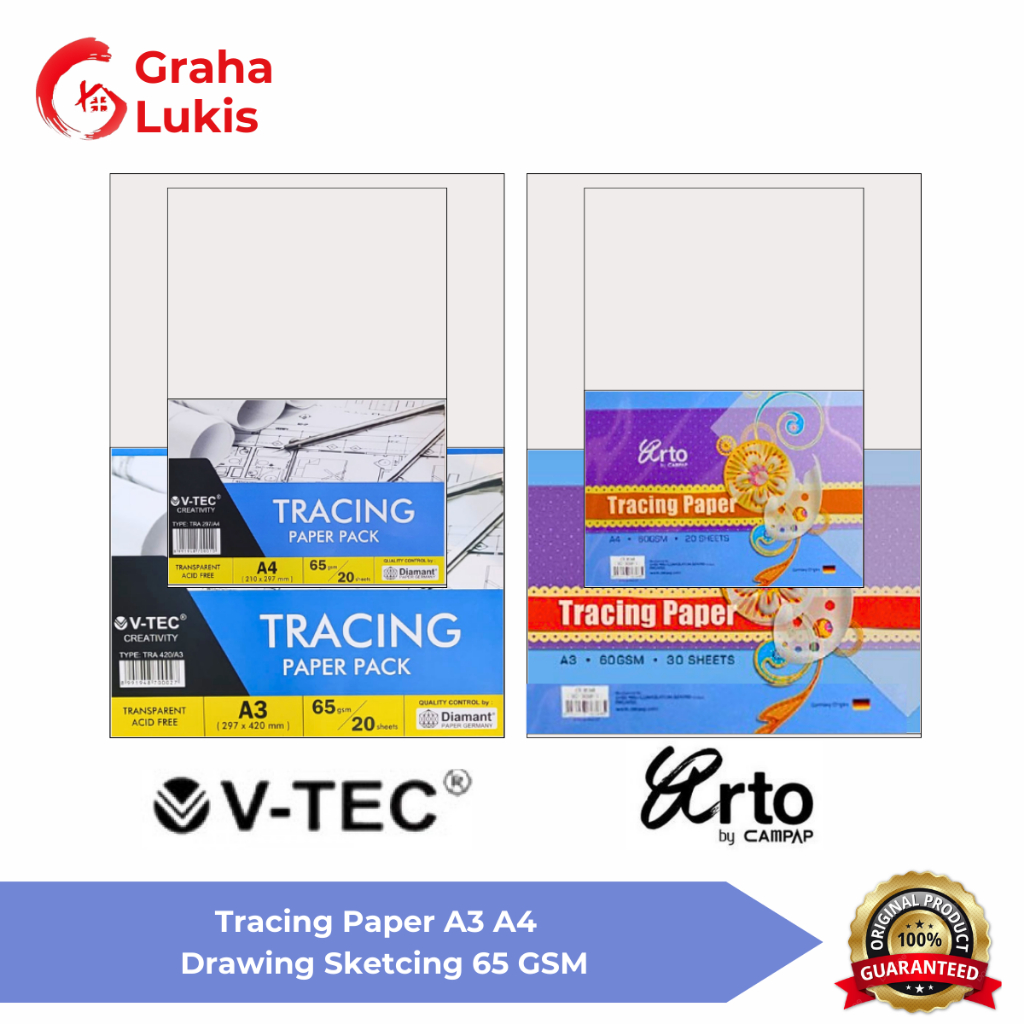 Jual Arto - V-TEC - Tracing Paper A4 & A3 / Kertas Kalkir | Shopee ...