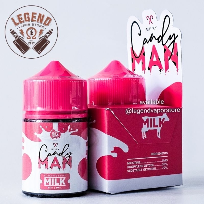 Jual FREEBASE - LIQUID CANDY MAN Strawberry Milk 60ML AUTHENTIC ...