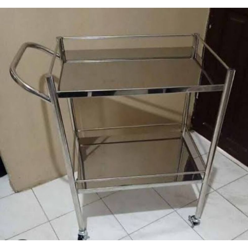 Jual troli instrumen 2 rak PC troli rumasakit troli medis troli obat ...