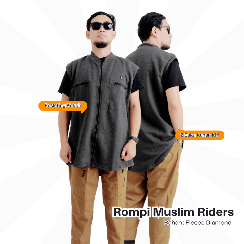 Jual Rompi Musri ROGBA - Rompi Sholat ROSAL Muslim Riders Motoran Polos ...