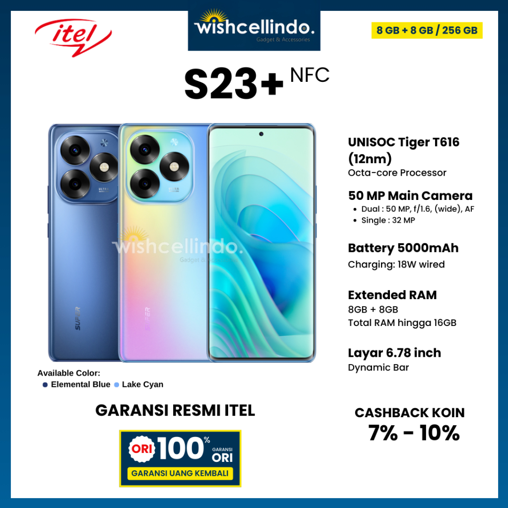 Jual Itel S23+ NFC 8/256GB, Itel S23 8/256GB & Itel S23 8/128GB (Garansi Resmi Itel 3 TAHUN ...