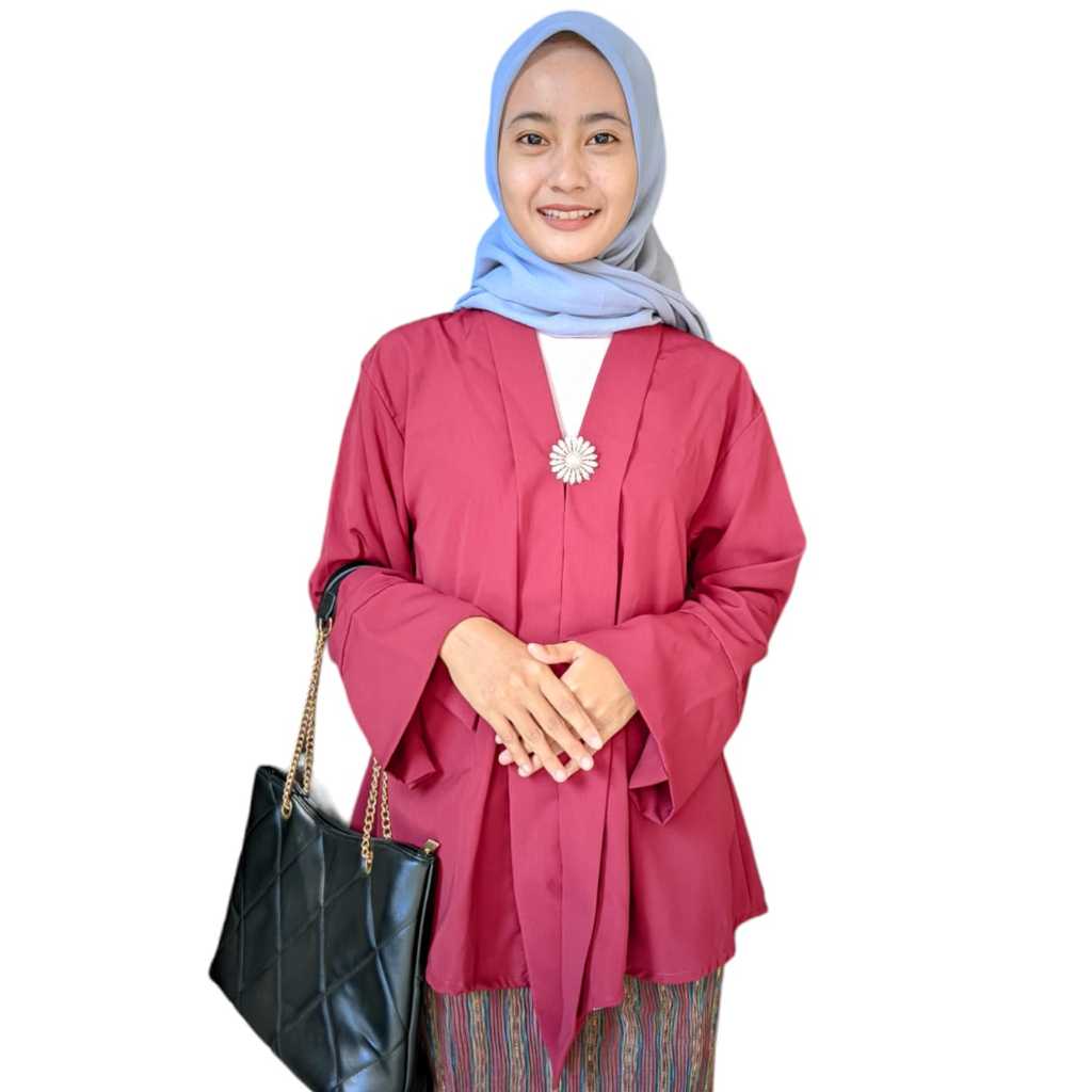 Jual ATASAN SAJA kebaya encim kartini polos lengan panjang jumbo betawi ...