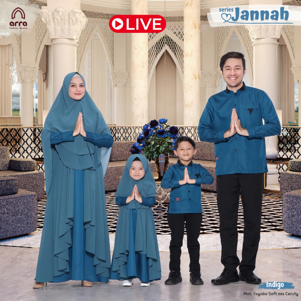 Jual Sarimbit Jannah Warna Indigo couple cauple kapel Set Keluarga ...