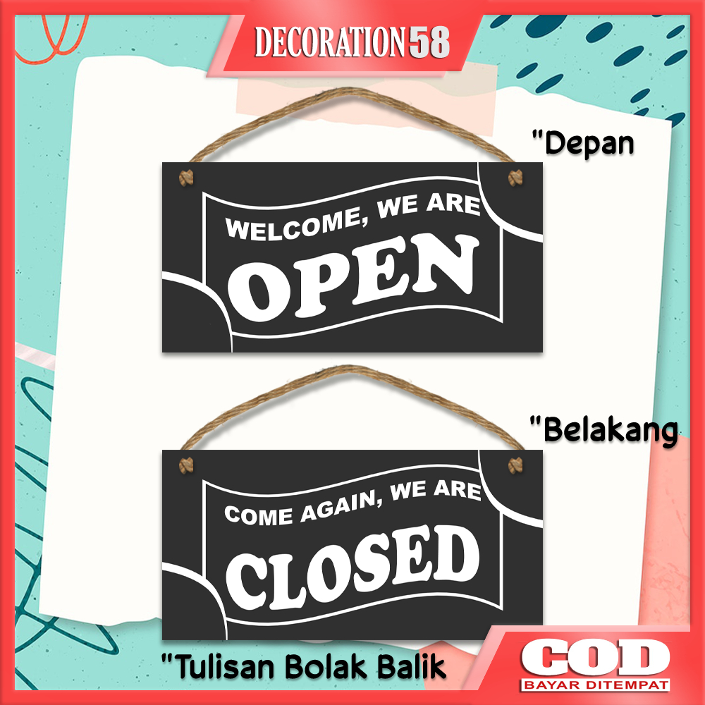 Jual Walldecor Papan Kayu Tulisan Open Close Hiasan Dinding Gantungan ...