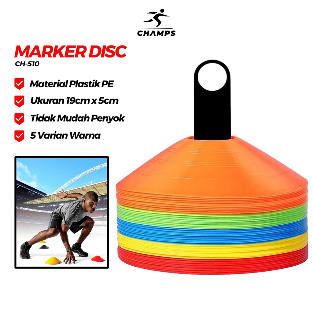Jual CHAMPS Cone Mangkuk Alat Olahraga Latihan Kun Mangkok Marker Sport ...
