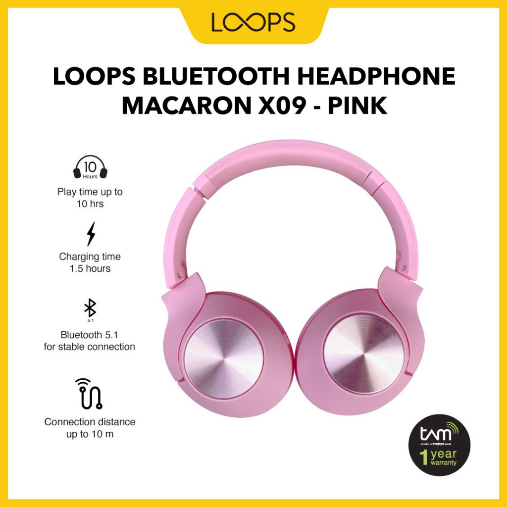 Jual Loops Bluetooth Headphone Macaron X09 - Pink | Shopee Indonesia
