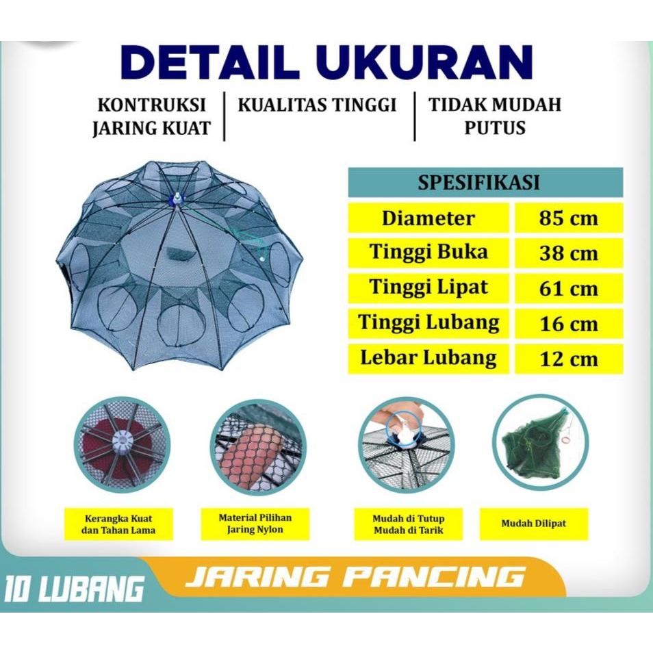 Jual BAS Perangkap Bubu Payung 10 Lubang Alat Jaring Pancing Jala Ikan ...