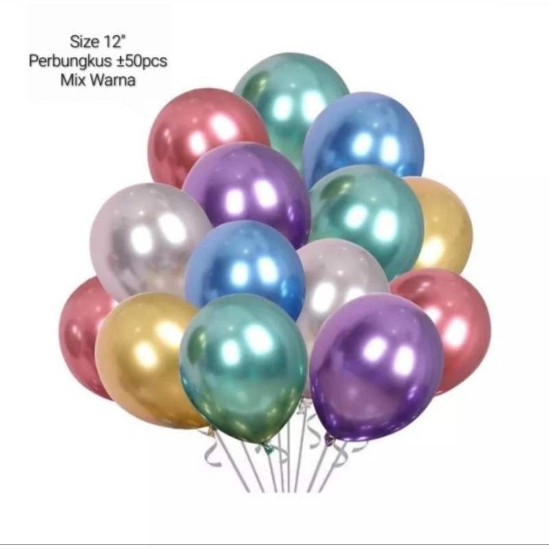 Jual isi 50pcs Balon latex chrome/balon Latex Metalik/balon bulat ...