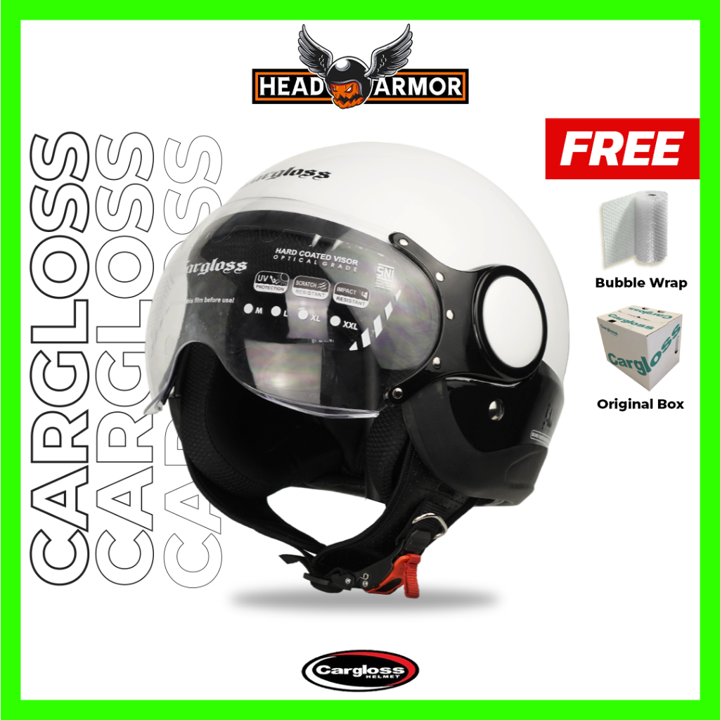 Jual Helm Cargloss M-One SP. Whity White Glossy | Helm Retro | Half ...