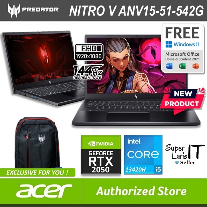 Jual ACER Nitro V 15 ANV15 51 542G intel core i5-13420H ram 8GB ssd ...