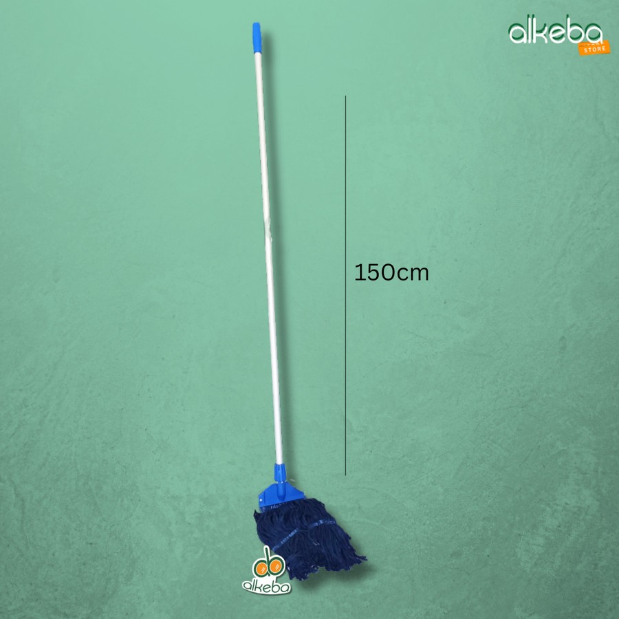 Jual Mop Pel Set Komplit Biru / tongkat + frame + Kain Biru Pel gagang ...