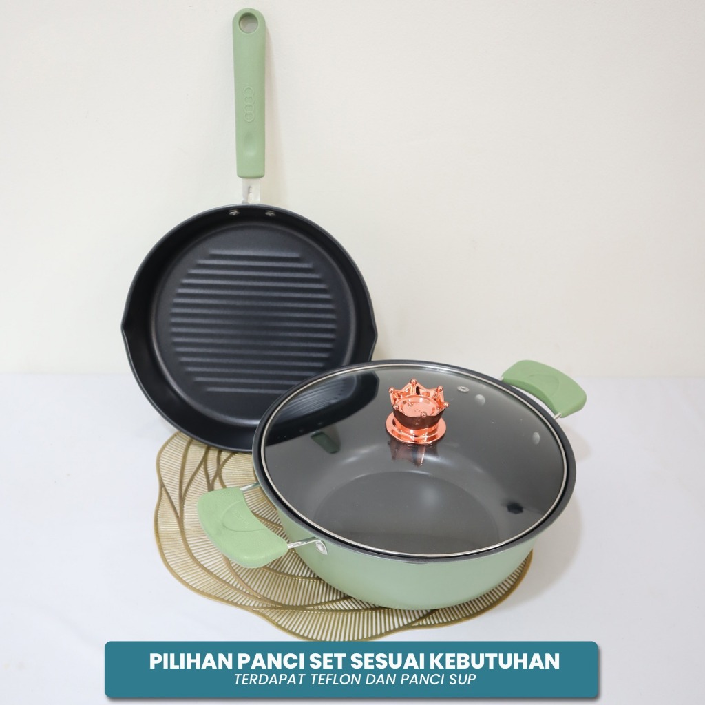 Jual GSM Panci Set 3 in 1 Panci Kuah Dan Teflon Serbaguna Tutup Kaca ...