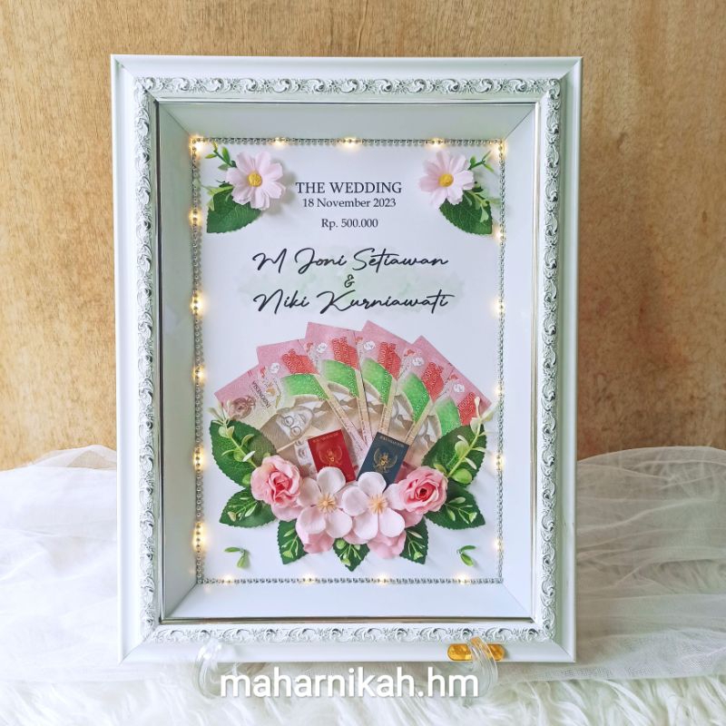 Jual HMSatya Mahar Pernikahan Bingkai Kipas Bunga Botanical | Shopee ...